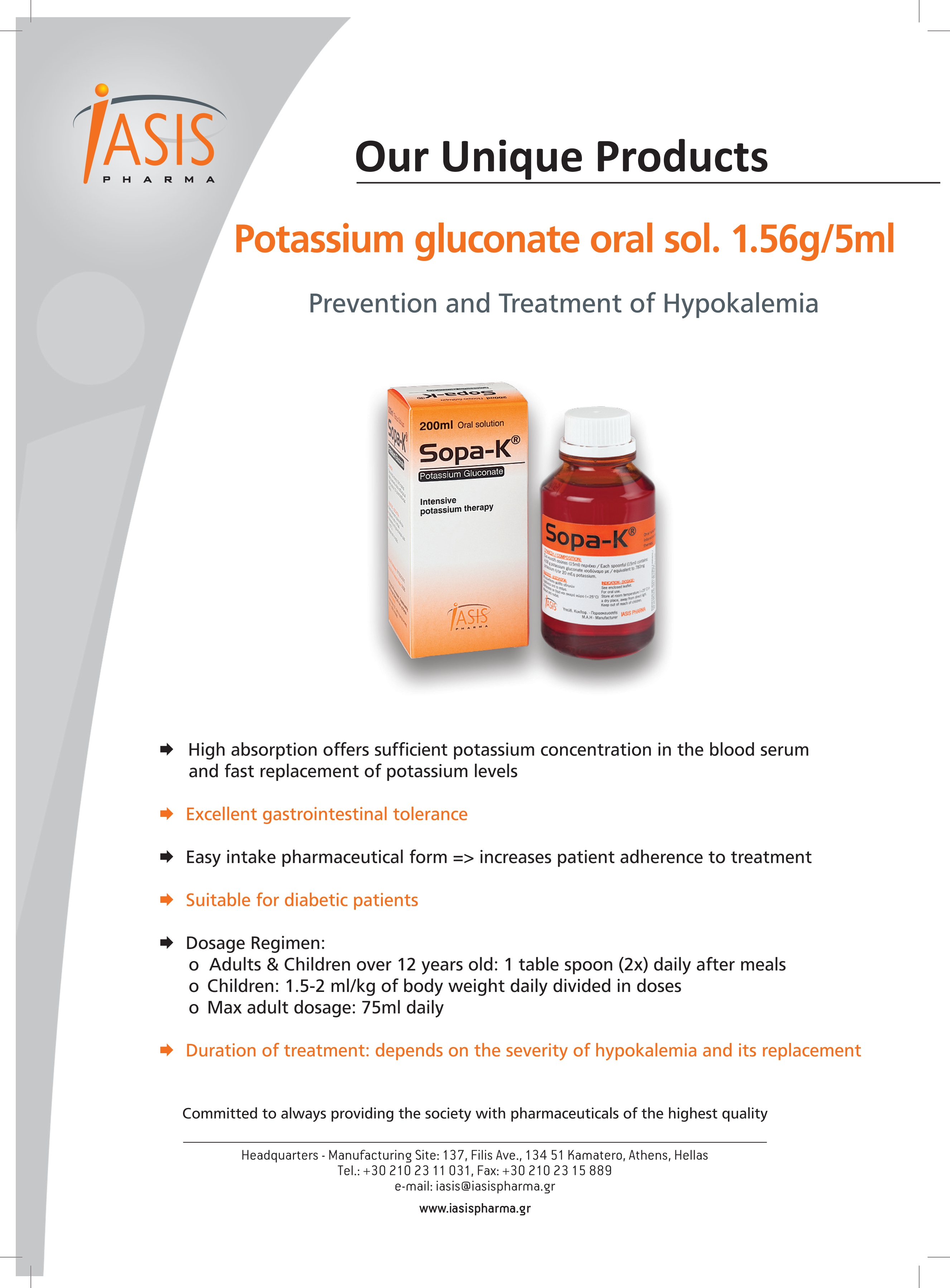 SOPA-K® | Iasis Pharma S.a | CPHI Online